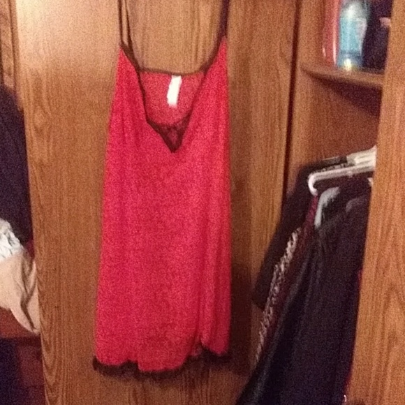 ONE WORLD | Intimates & Sleepwear | Red With Black Lace Nightie | Poshmark